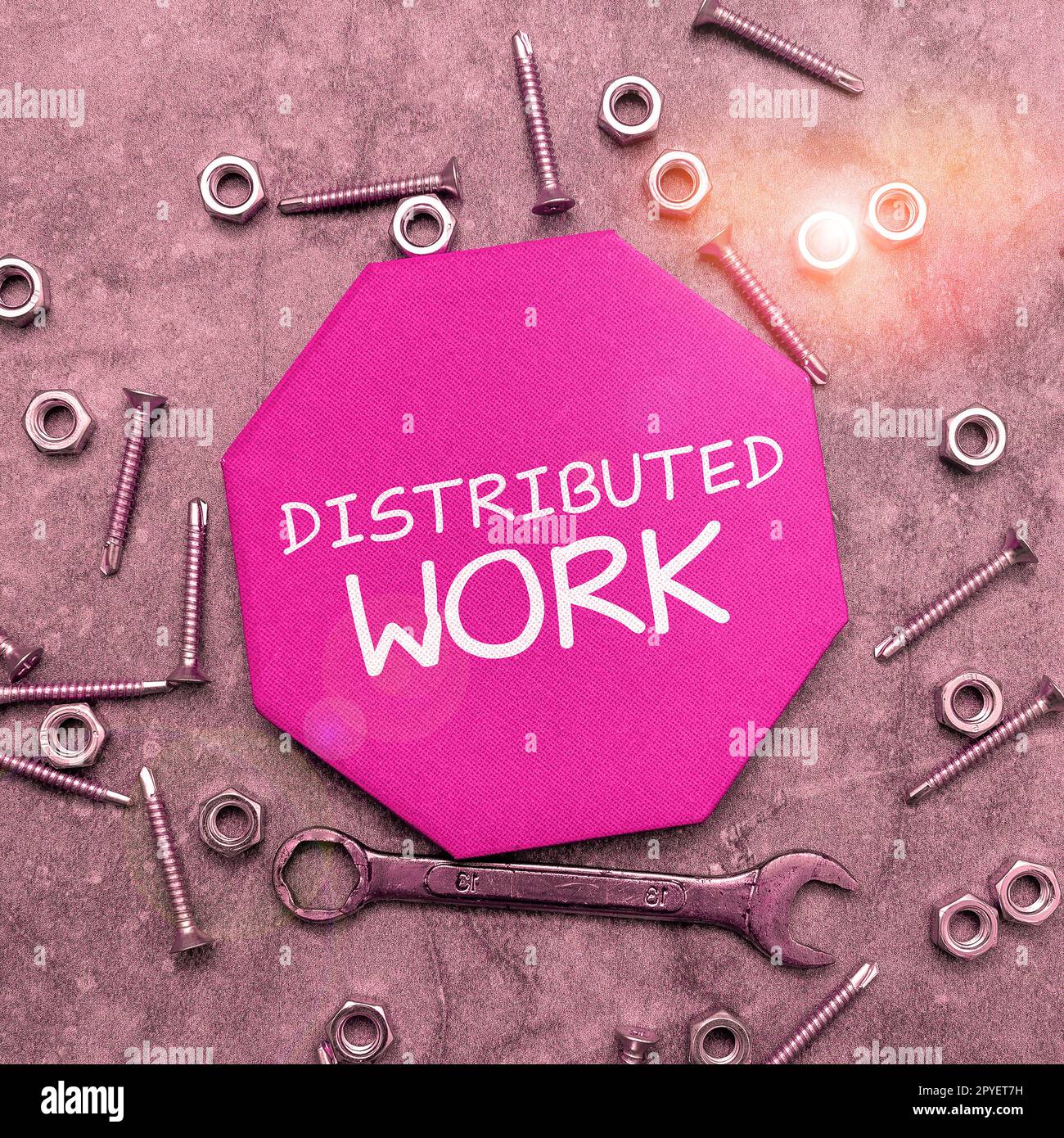 Hand writing sign Distributed Work. Conceptual photo practiced by enterprises using network ...