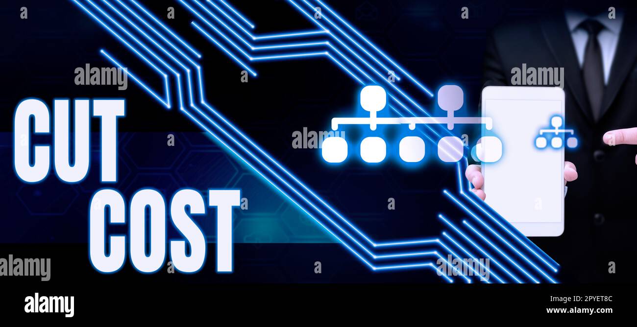 Sign displaying Cut Cost. Business concept Measures implemented to ...