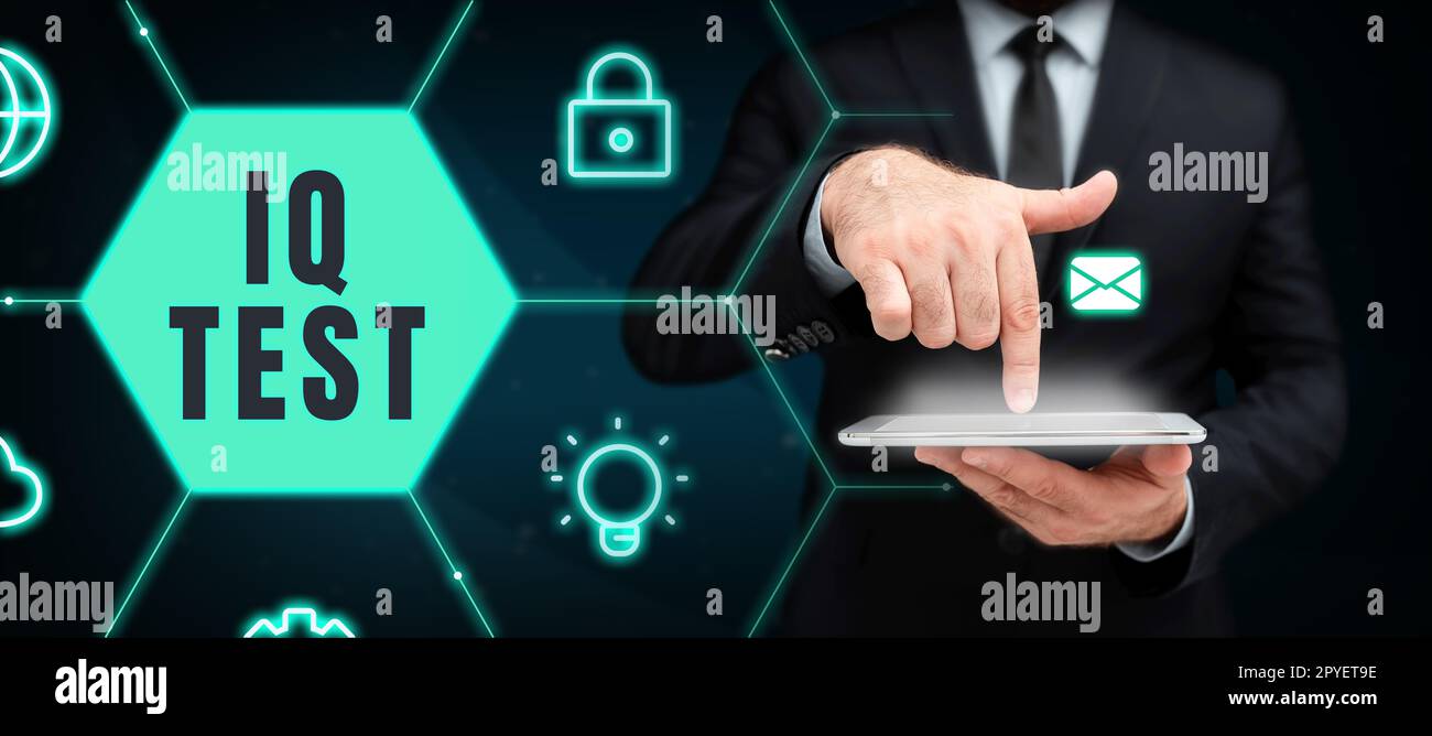 Text sign showing Iq Test. Word for attempt to measure your cognitive ...