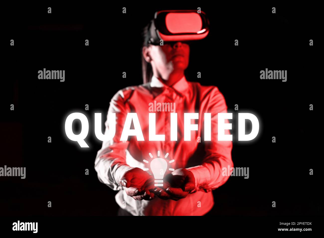 Conceptual caption Qualified, Word Written on Officially trained to ...