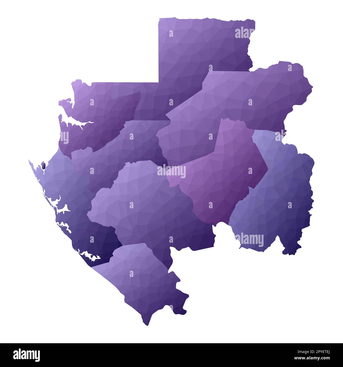 Gabon Map Geometric Style Country Outline Lively Violet Vector