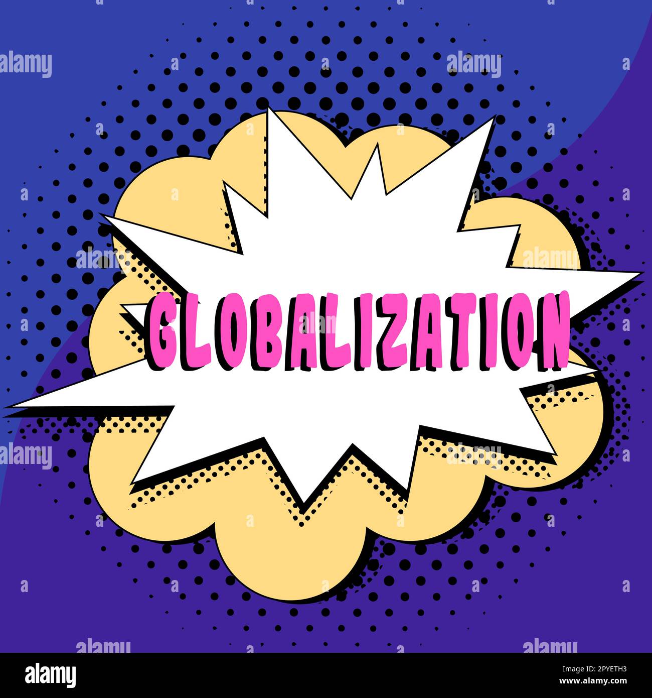 Text caption presenting Globalization. Business overview development of ...