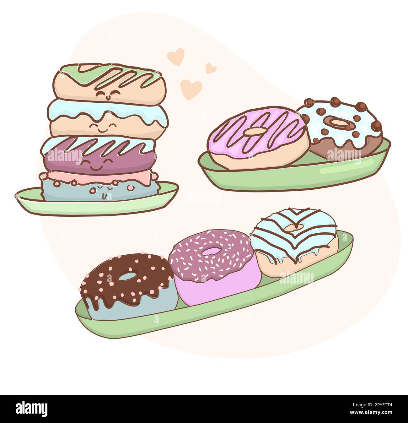 NATIONAL DONUT DAY.glazed sweet donut. Draw funny american kawaii ...