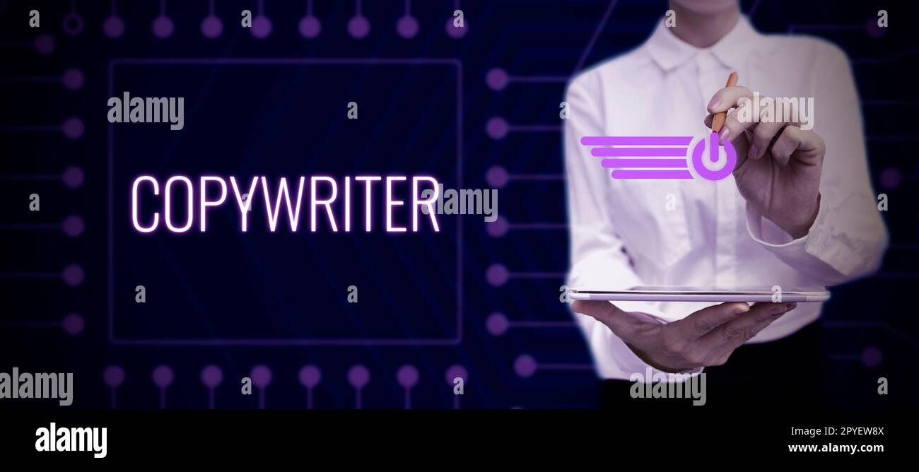 Hand writing sign Copywriter. Word Written on writing the text of ...