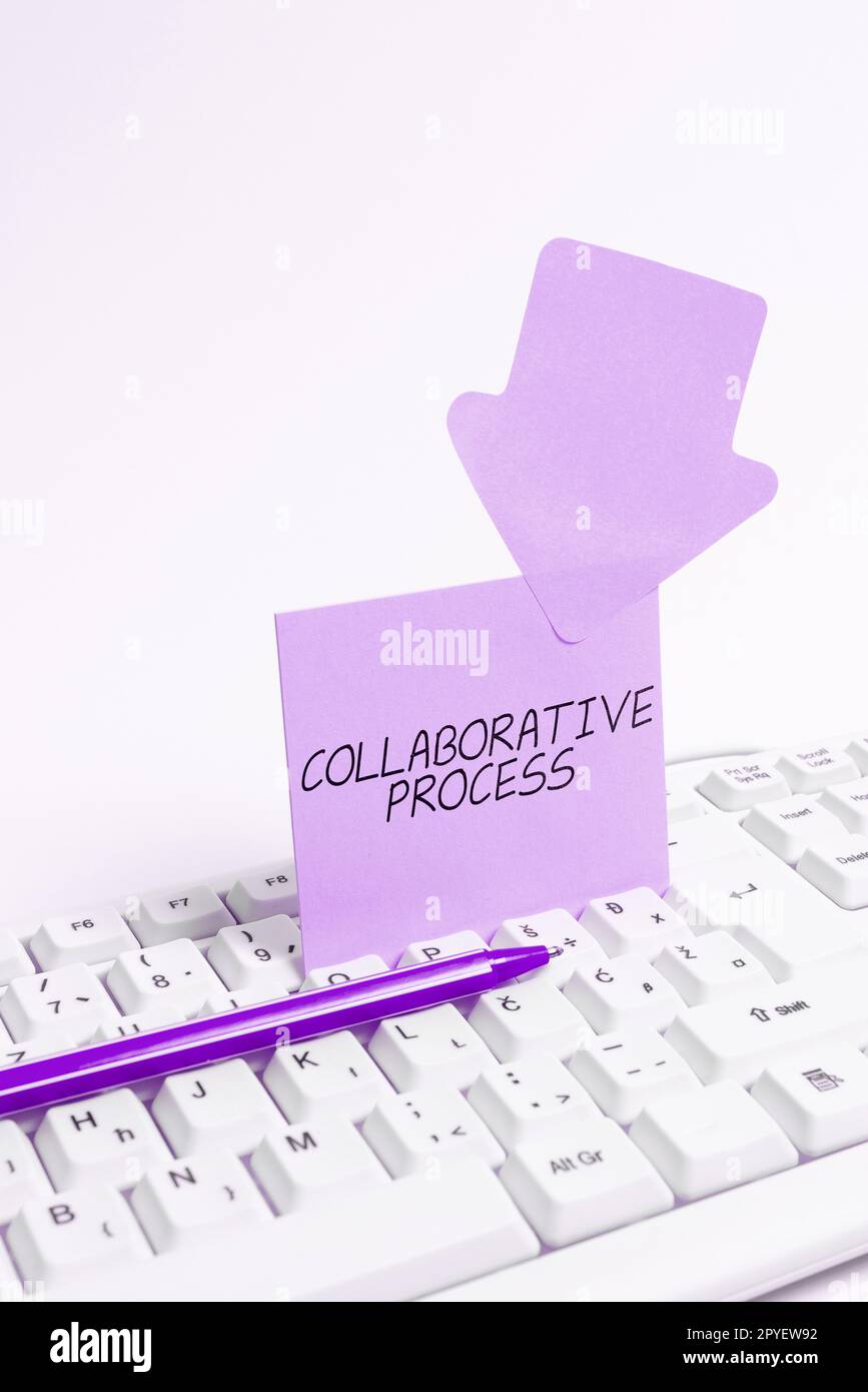 Hand writing sign Collaborative Process. Internet Concept people and ...