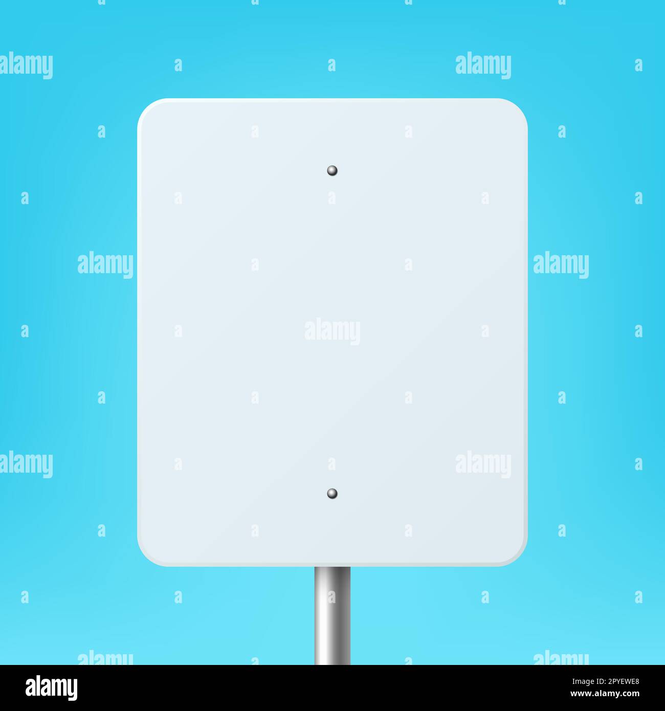 Vector White Blank Rectangular Road Sign Frame Icon Closeup on Blue ...