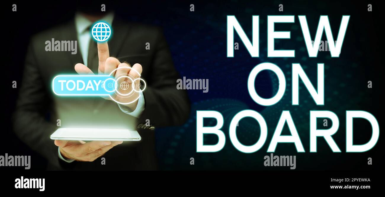 Text showing inspiration New On Board. Business overview Welcome to the ...