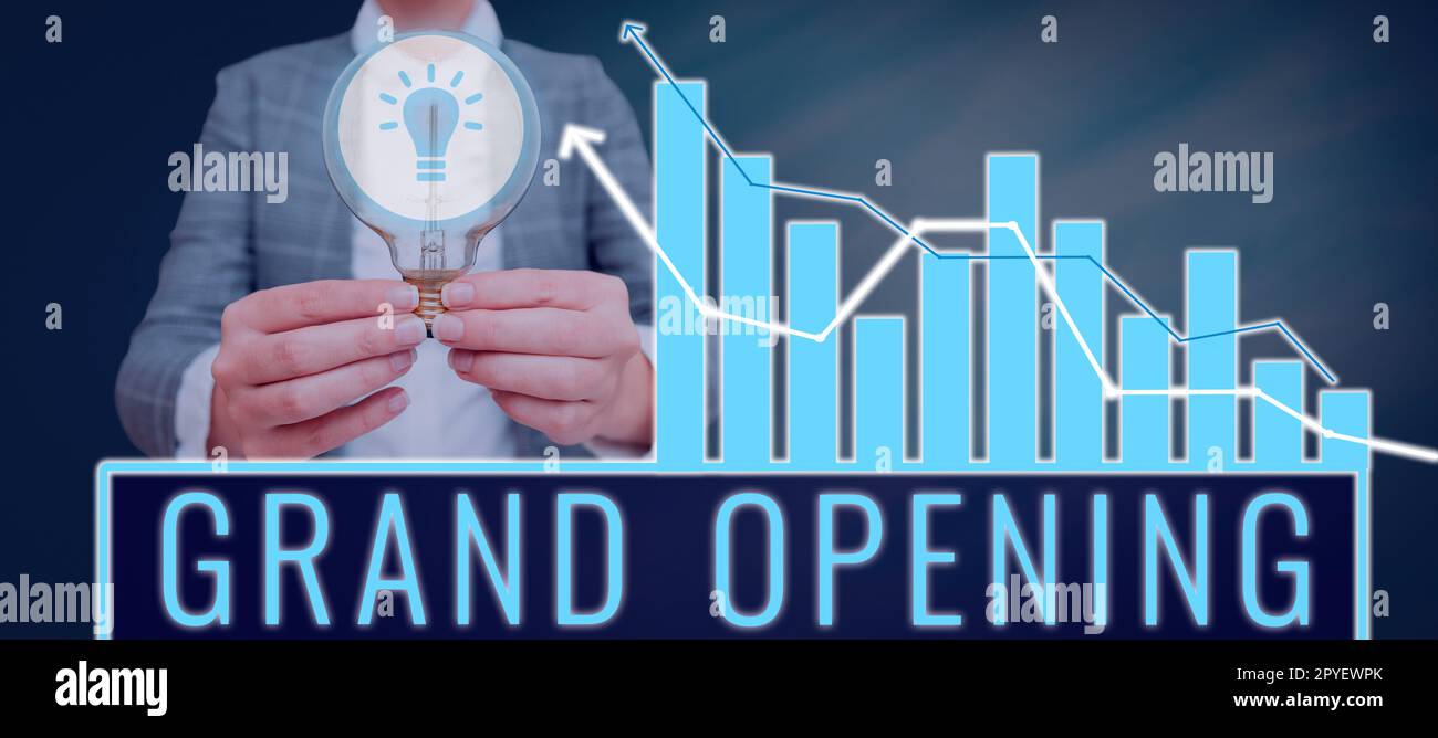 Inspiration showing sign Grand Opening. Business overview Ribbon ...