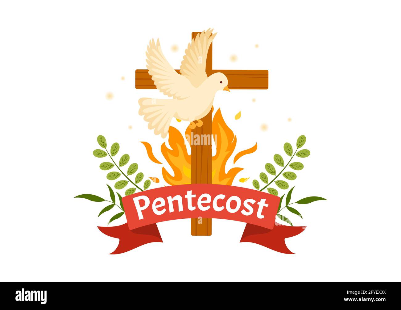 Pentecost Sunday Illustration with Flame and Holy Spirit Dove in ...