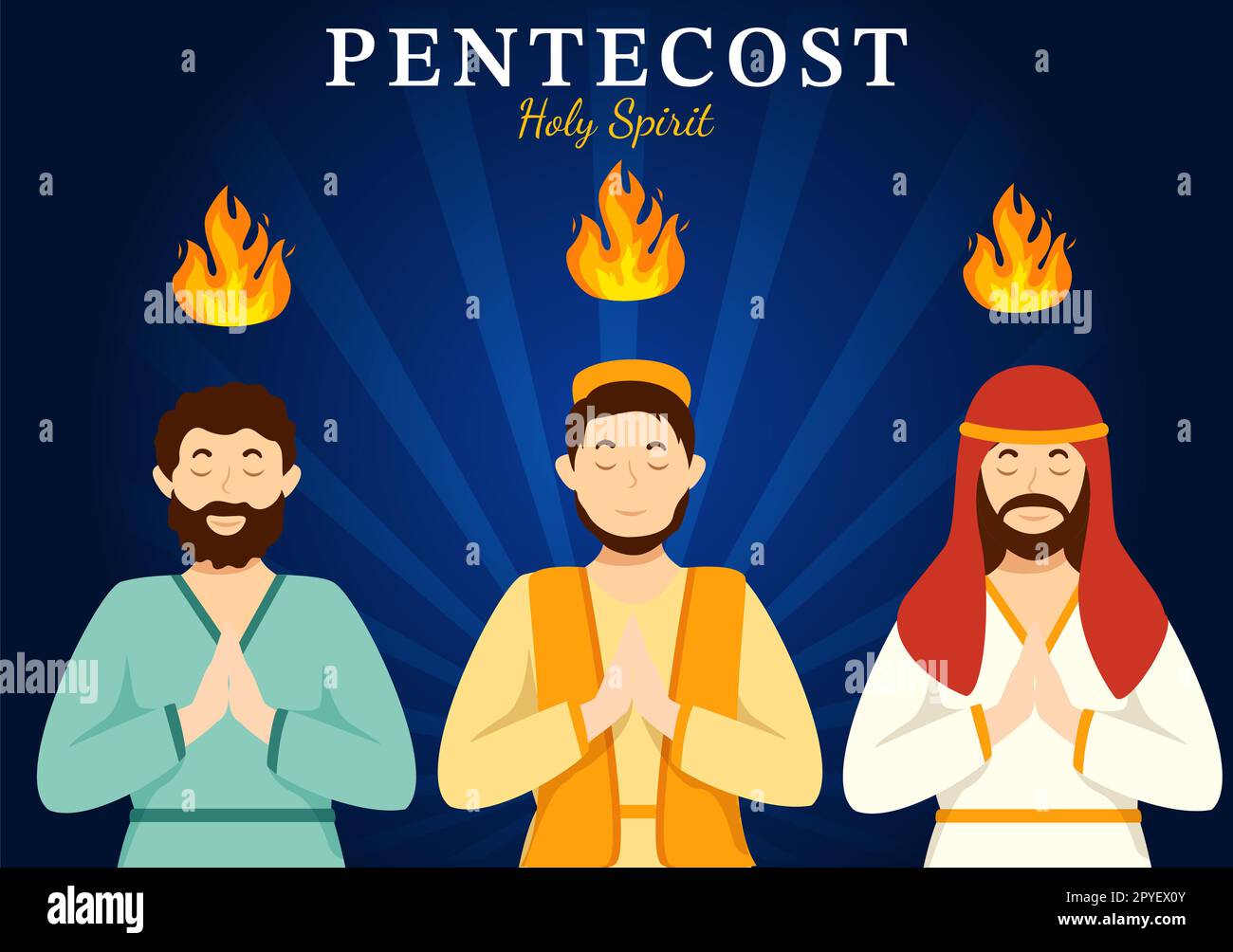 Pentecost Sunday Illustration with Flame and Holy Spirit Dove in ...
