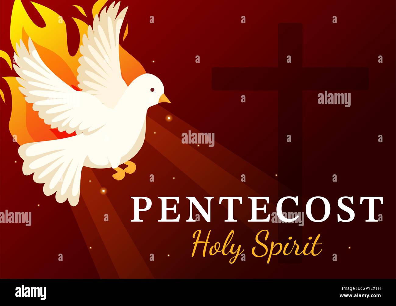 Pentecost Sunday Illustration with Flame and Holy Spirit Dove in ...