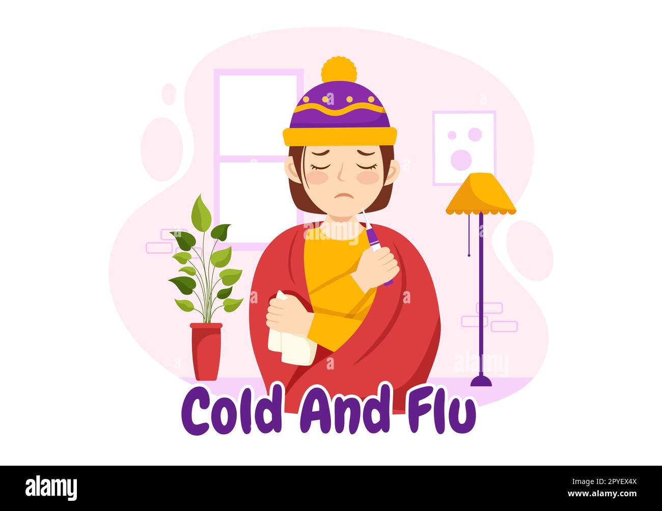 Sick Person Flu and Cold Sickness Illustration with People Wearing ...