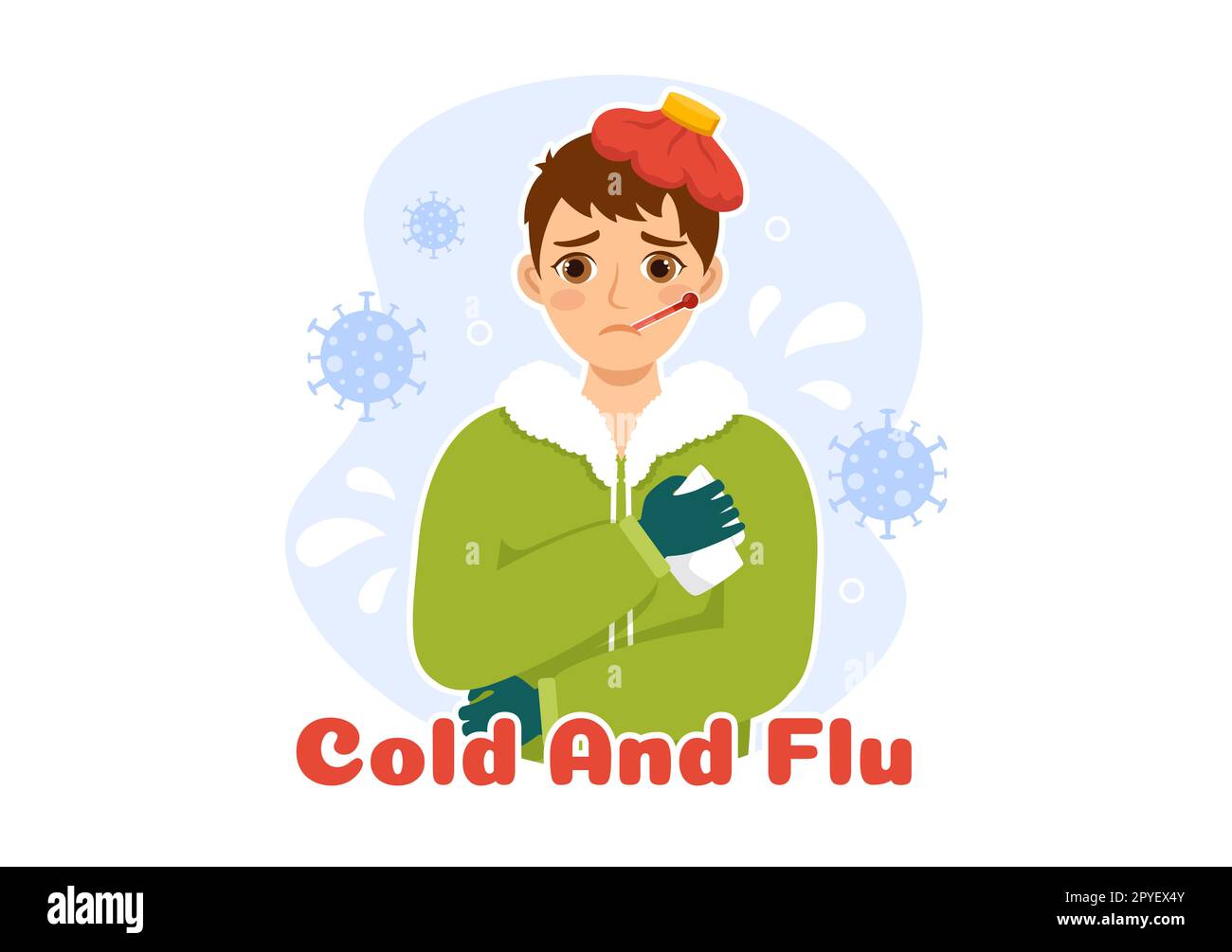 Sick Person Flu and Cold Sickness Illustration with People Wearing ...