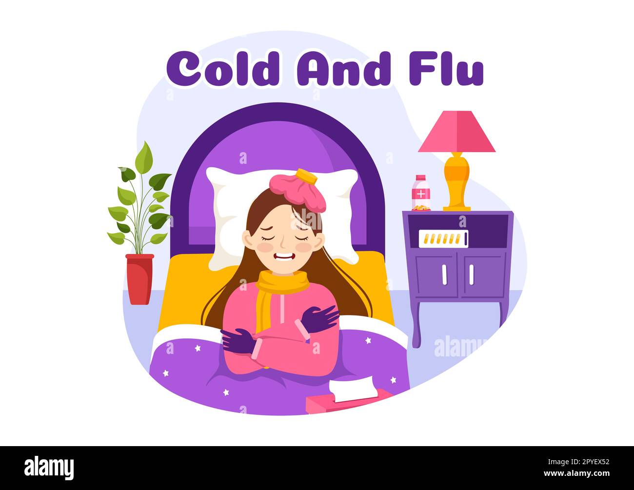 Sick Person Flu and Cold Sickness Illustration with People Wearing ...