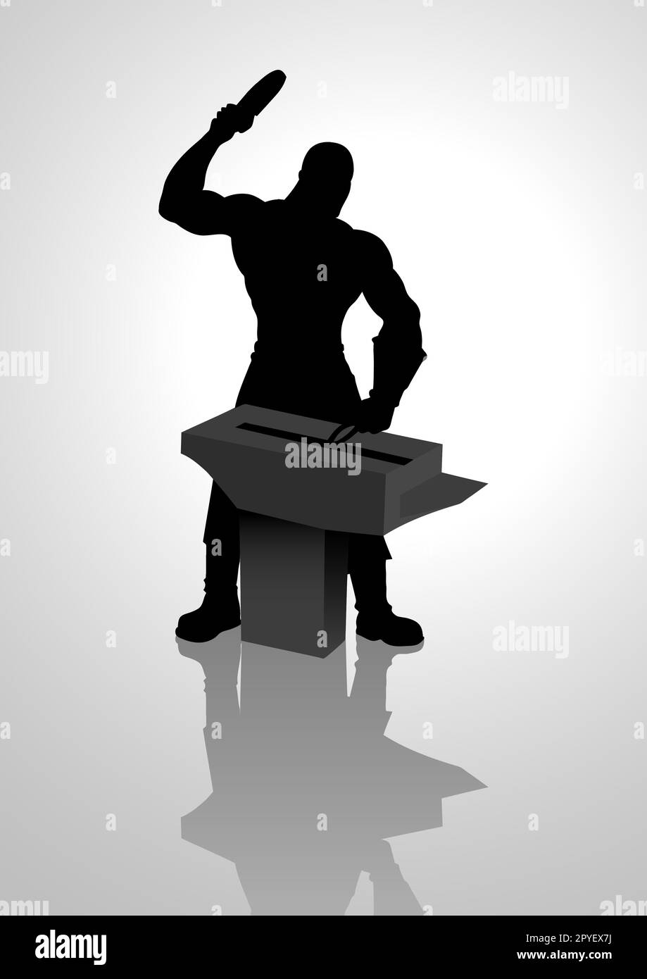 Silhouette illustration of a blacksmith Stock Photo - Alamy