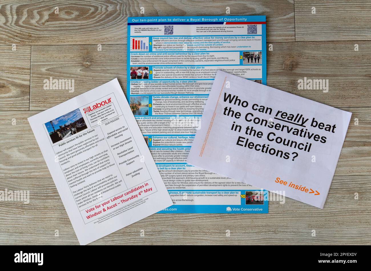 Windsor, Berkshire, UK. 3rd May, 2023. Leaflets from the Conservatives ...