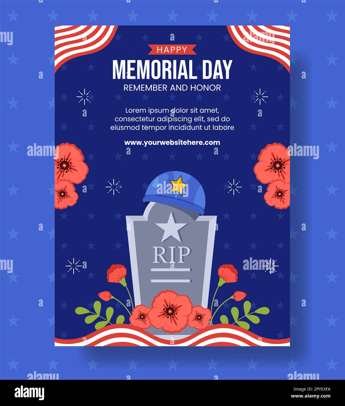 Memorial Day Vertical Poster Flat Cartoon Hand Drawn Templates ...