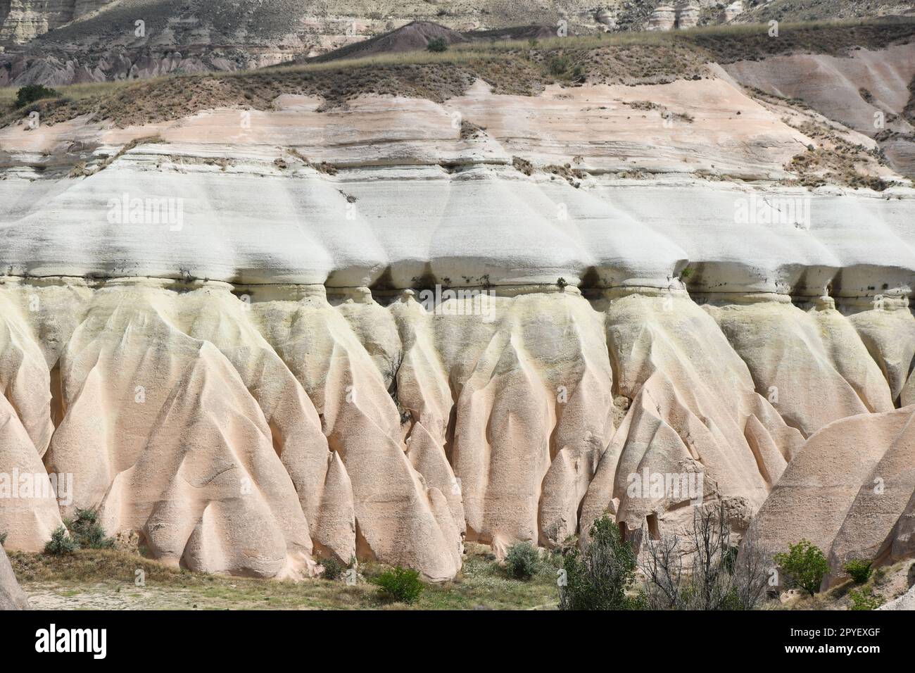 View of the multicoloured sandstone rocks, sediments in the Rose Valley ...