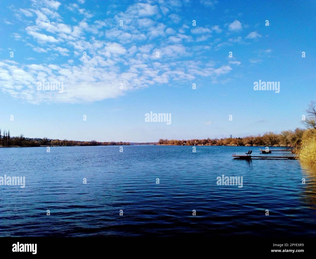 Wide banks of the spring Dnieper River. Ukraine Stock Photo - Alamy