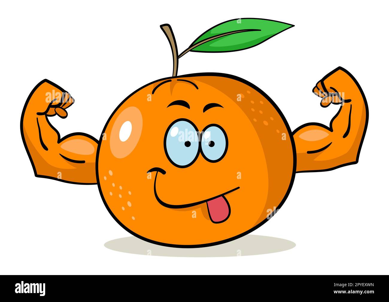 Cartoon character of an orange with muscular hands Stock Photo - Alamy