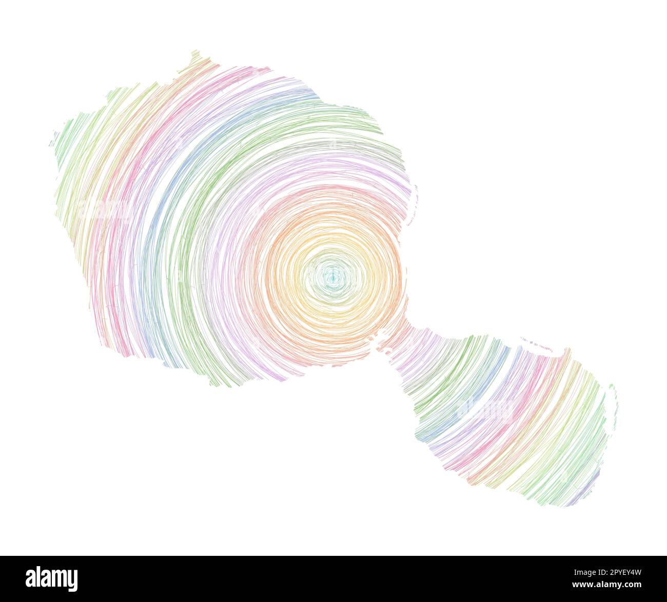 Tahiti map filled with concentric circles. Sketch style circles in ...
