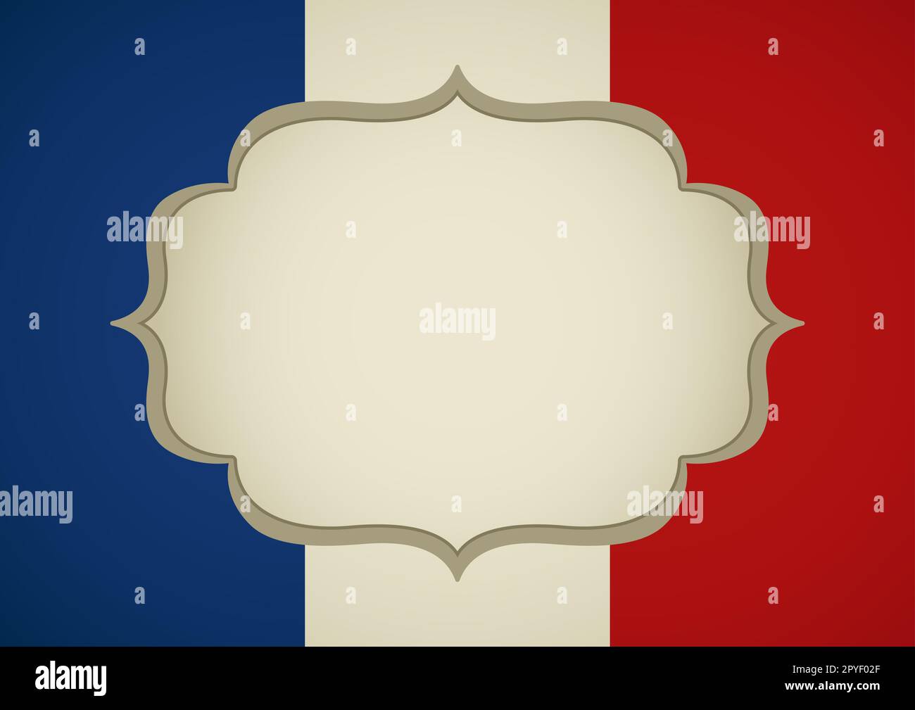 Blank frame on French insignia for book cover or background template ...