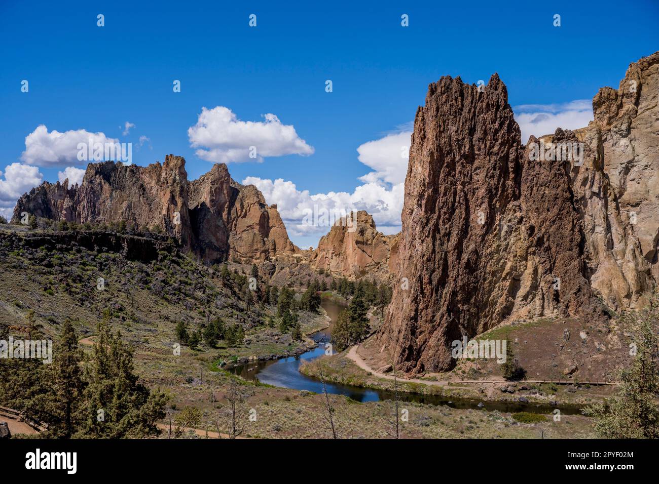 View of the Crooked River in Smith Rock State Park with, which is a ...