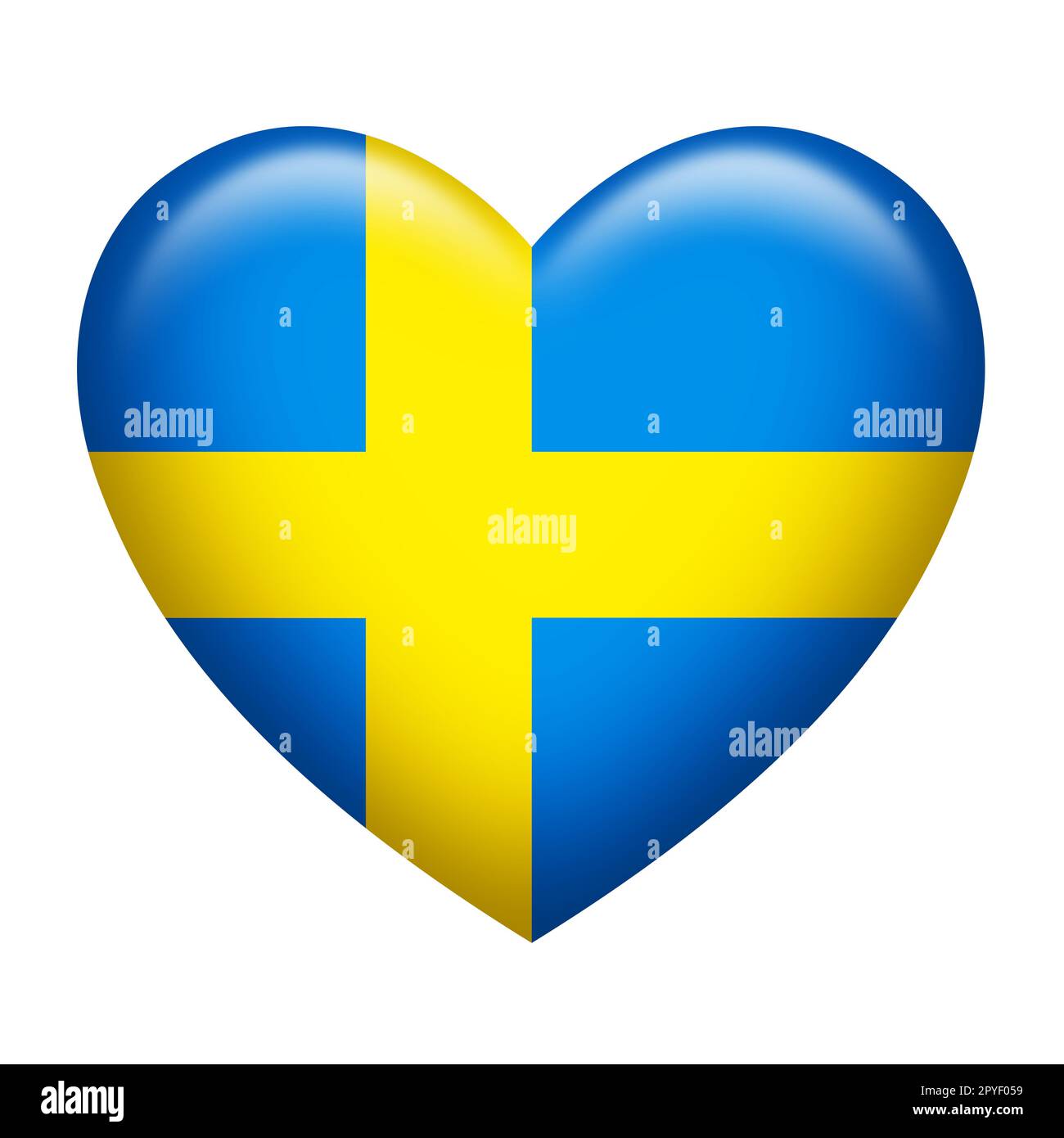 Heart shape of Sweden flag isolated on white Stock Photo - Alamy
