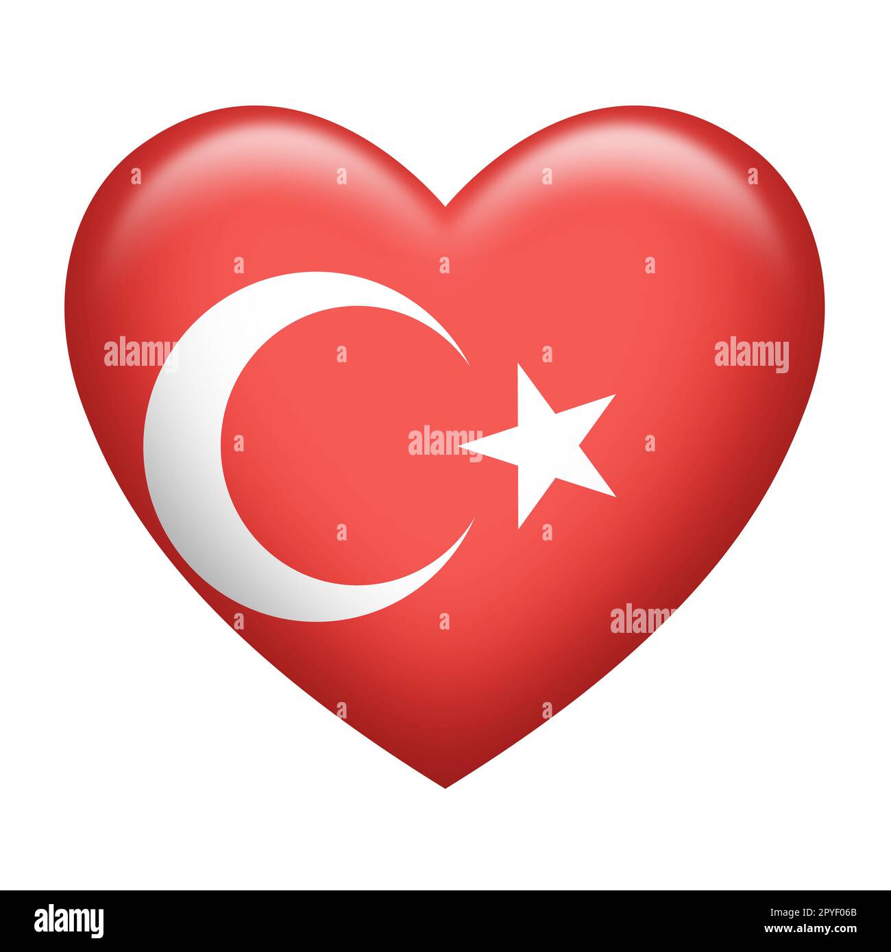Heart shape of Turkish insignia isolated on white Stock Photo - Alamy