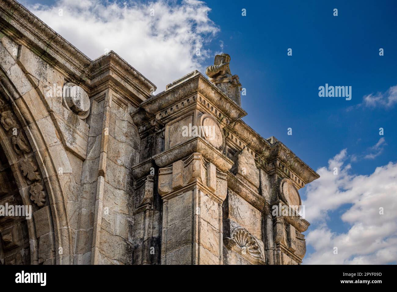 Detail of the decoration of the plateresque facade of the old cathedral ...