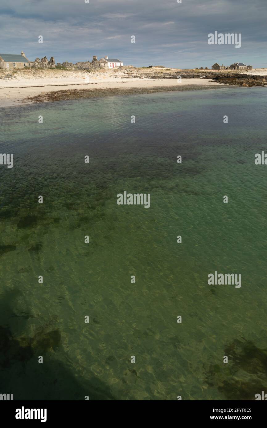 Abandoned fishing village on Inishkea South island on the Wild Atlantic ...