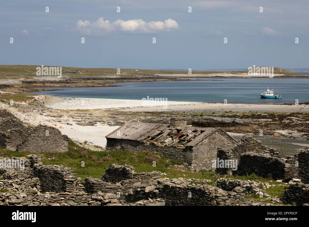 Abandoned fishing village on Inishkea South island on the Wild Atlantic ...