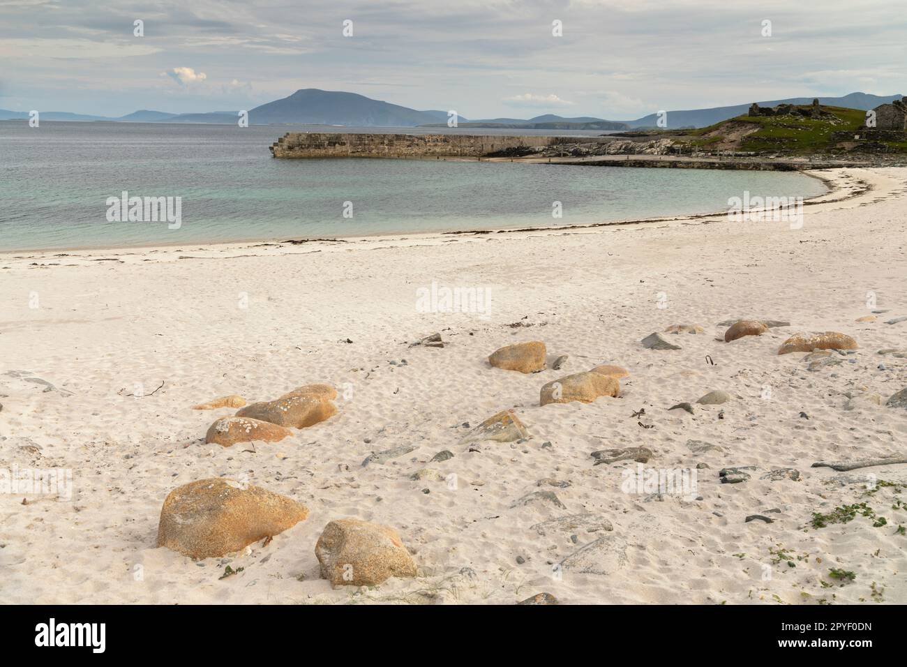 View of Slievemore mountain on Achill island from Inishkea South island ...