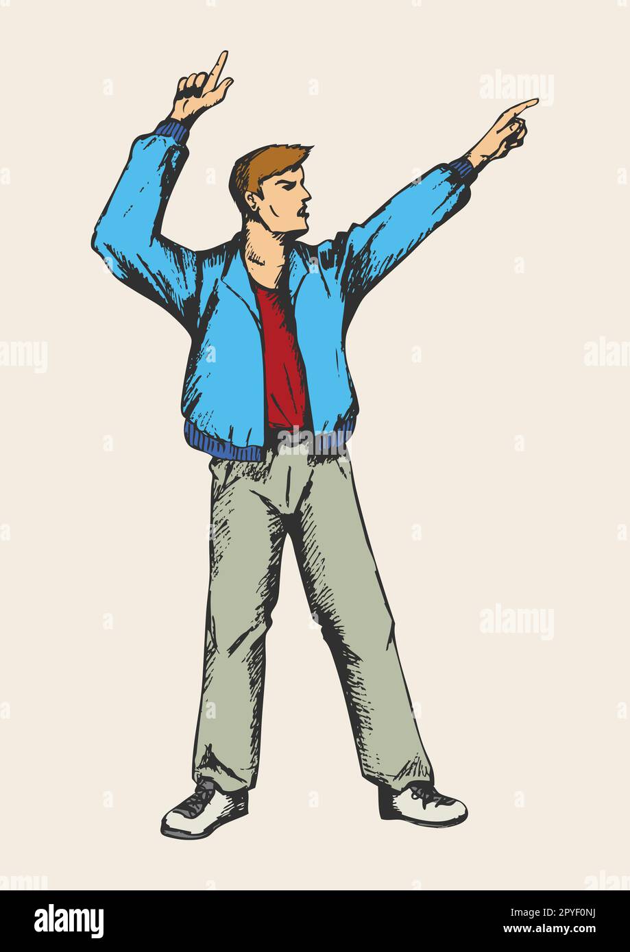 Drawing of person pointing up hi-res stock photography and images - Alamy