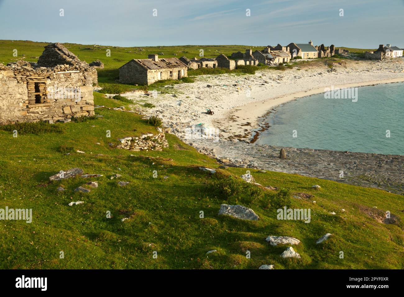 Abandoned fishing village on Inishkea South island on the Wild Atlantic ...