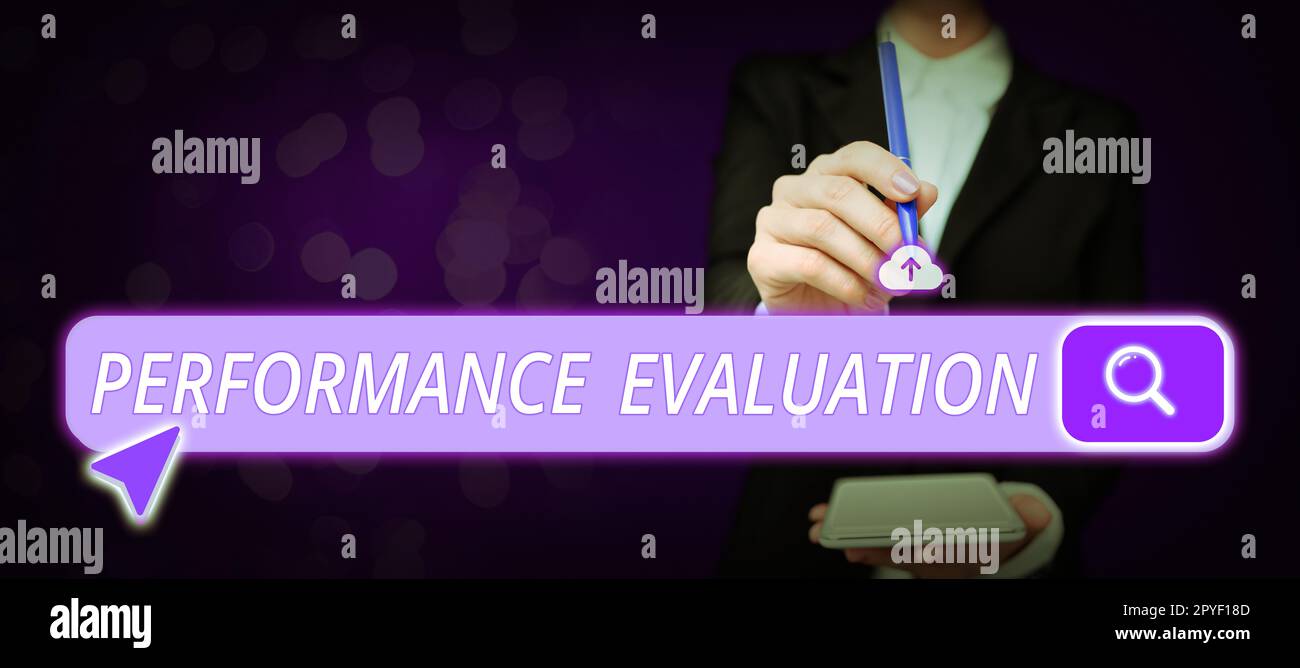 Text showing inspiration Performance Evaluation. Business idea the development and action ...