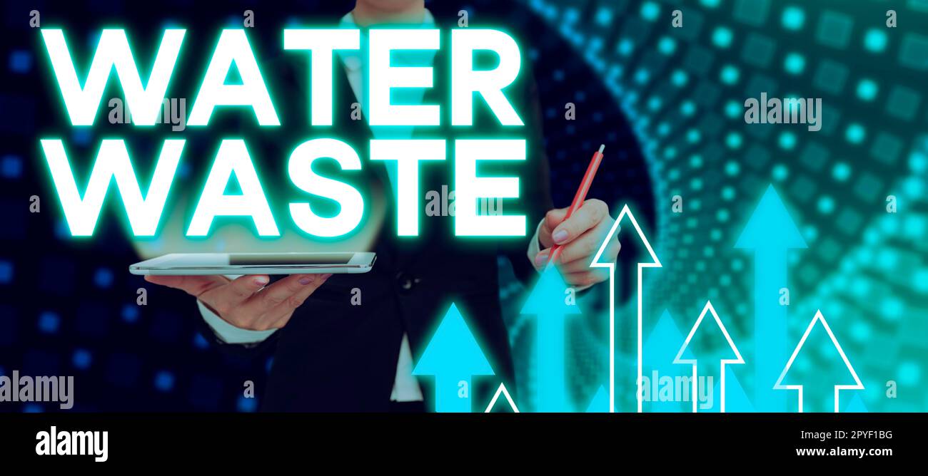 Handwriting text Water Waste. Word Written on liquid that has been used ...