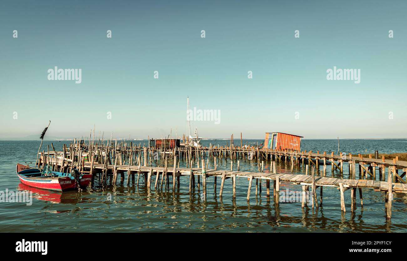 Wooden walkways and huts of the Cais de Palafitas da Carrasqueira ...