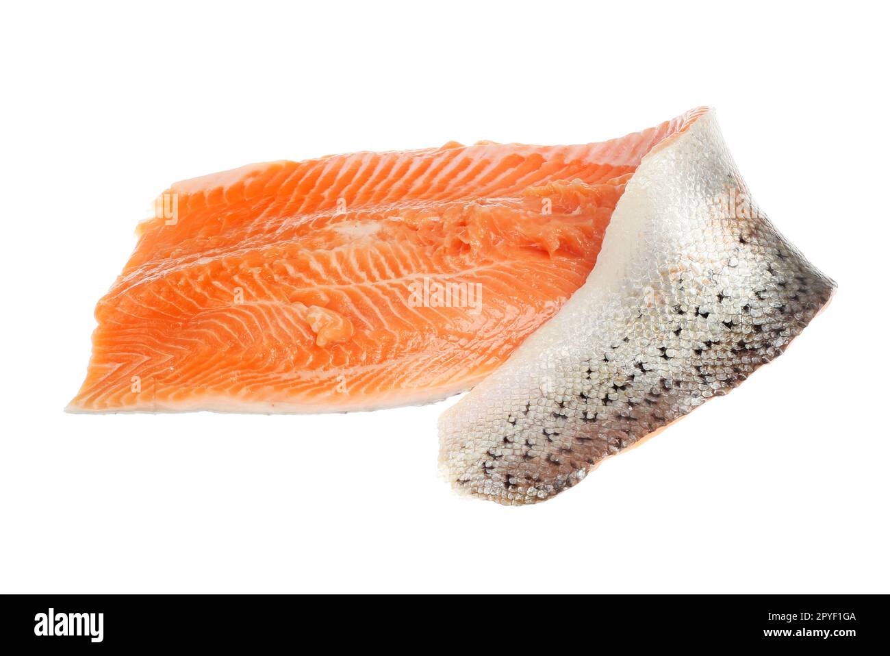 Fresh sea trout fillet isolated against a white background Stock Photo ...
