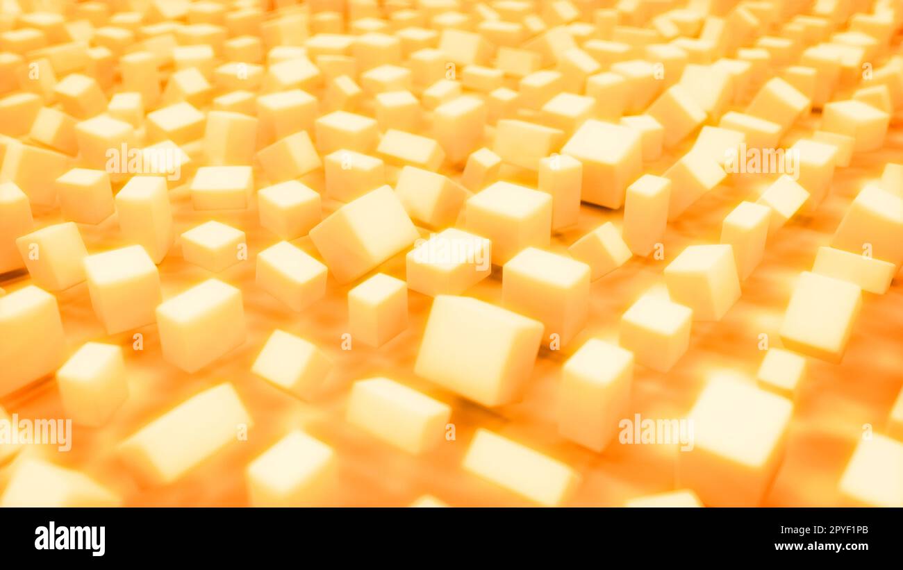 Golden warm color geometry bg of many cuboids - abstract 3D ...