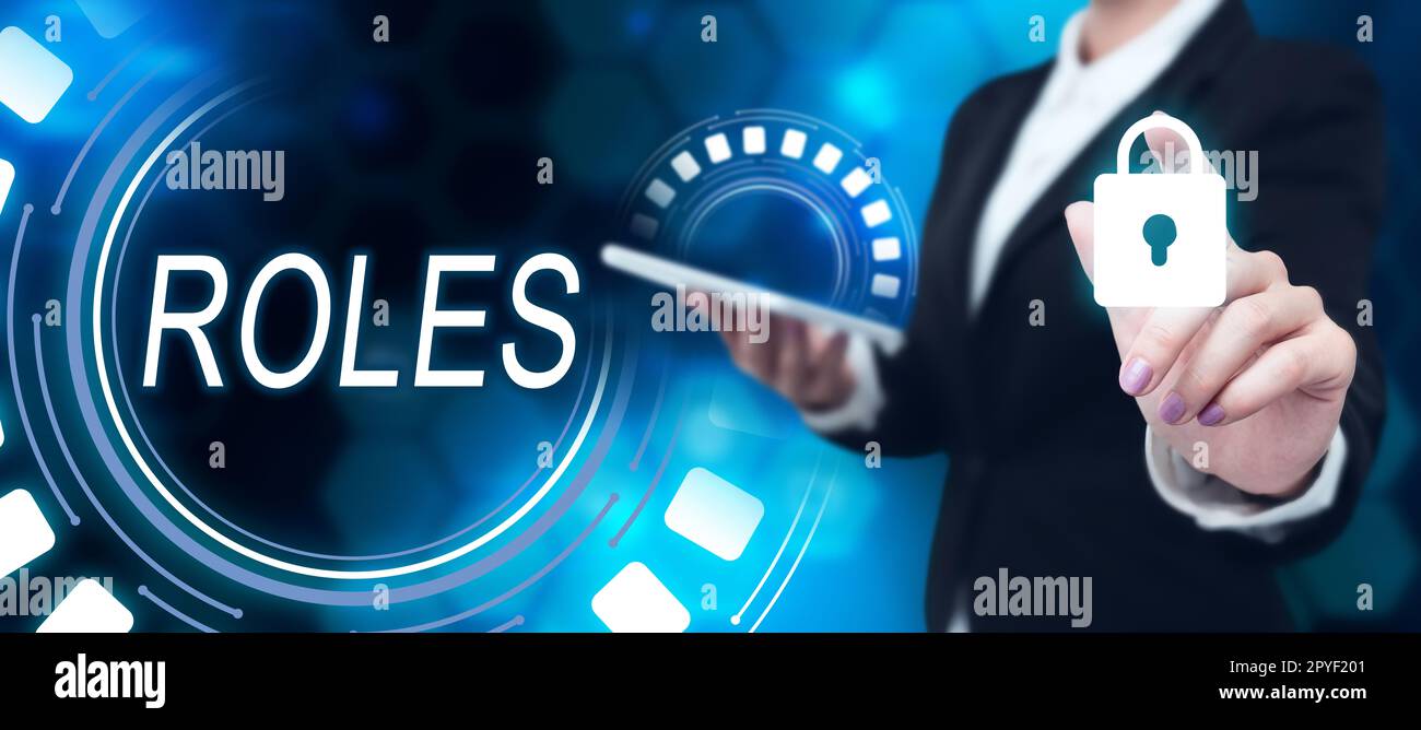 Conceptual display Roles. Business showcase part played by person thing ...