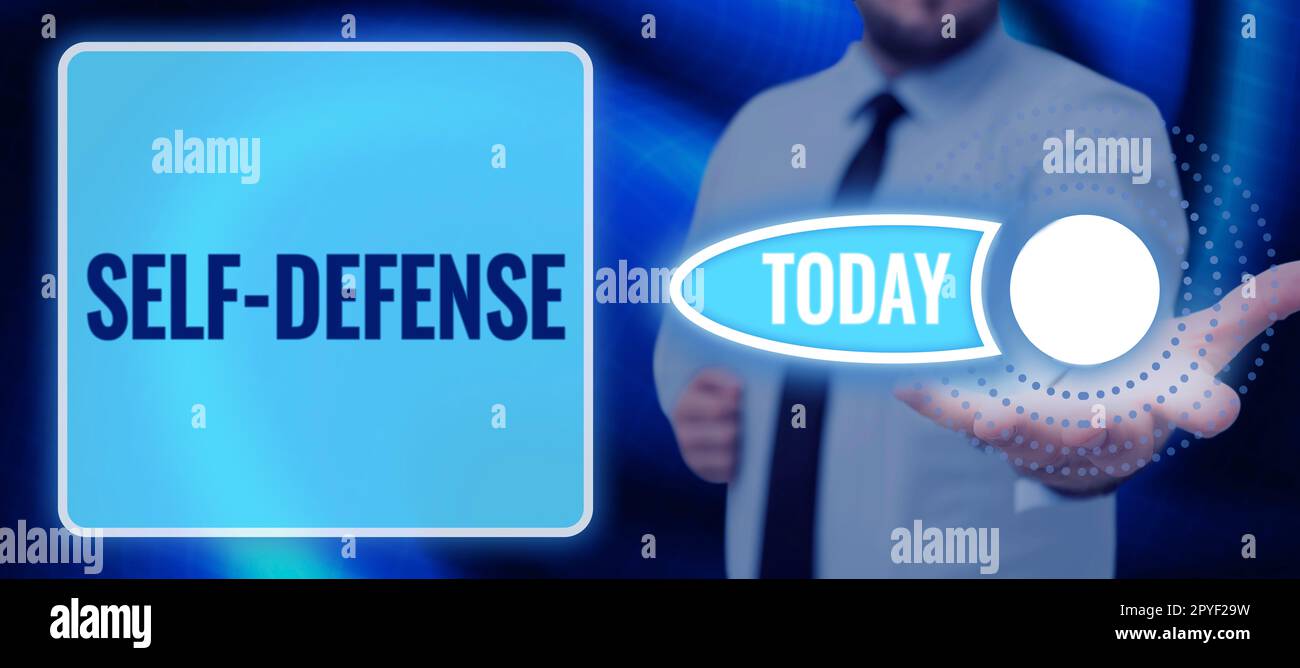 Handwriting text Self Defense. Business idea the act of defending one's ...