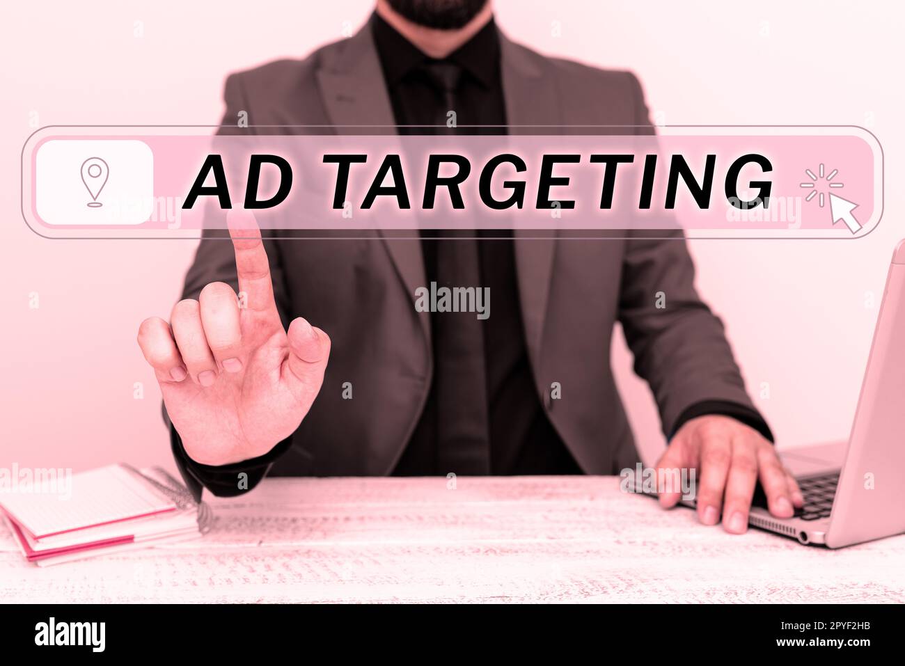 Hand writing sign Ad Targeting. Word for target the most receptive ...