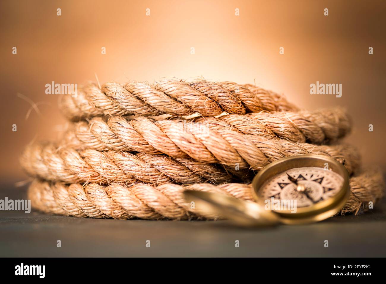 Sailing rope, compass, sea concept Stock Photo - Alamy