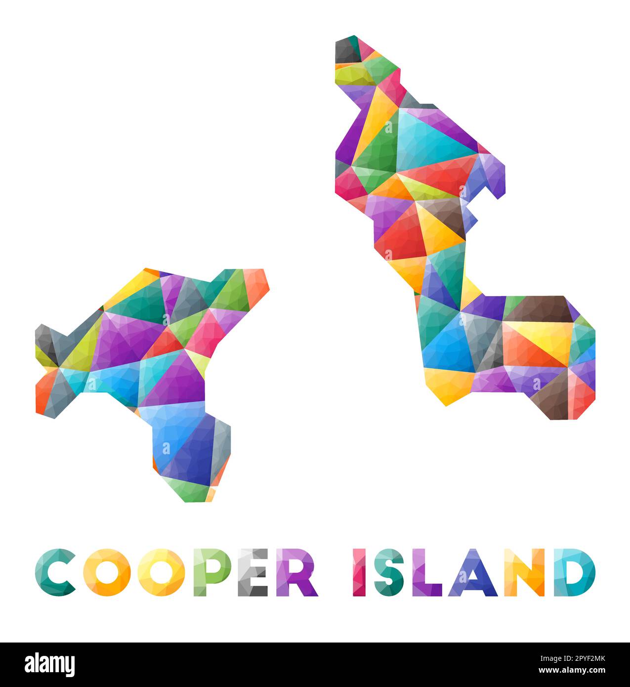 Cooper Island - colorful low poly island shape. Multicolor geometric ...