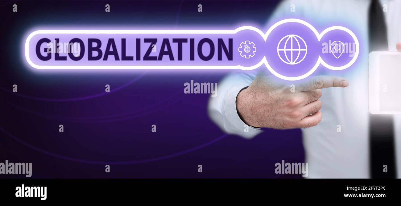 Handwriting text Globalization. Business concept development of an ...