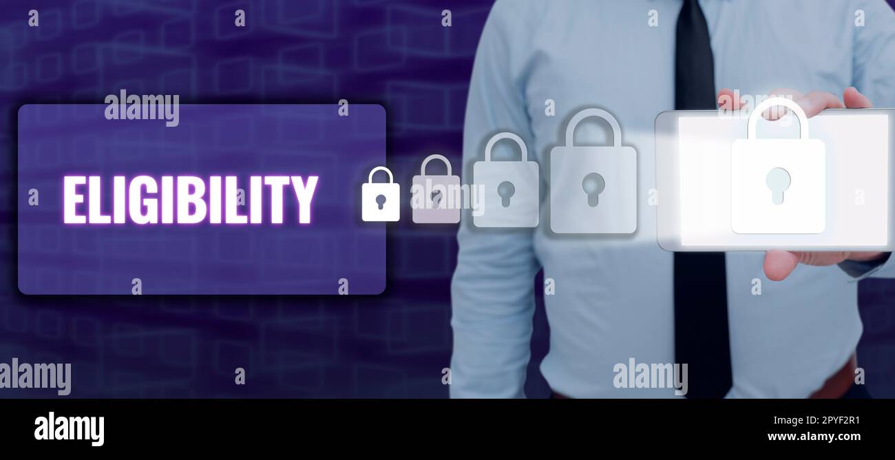 Text caption presenting Eligibility. Business overview State of having ...