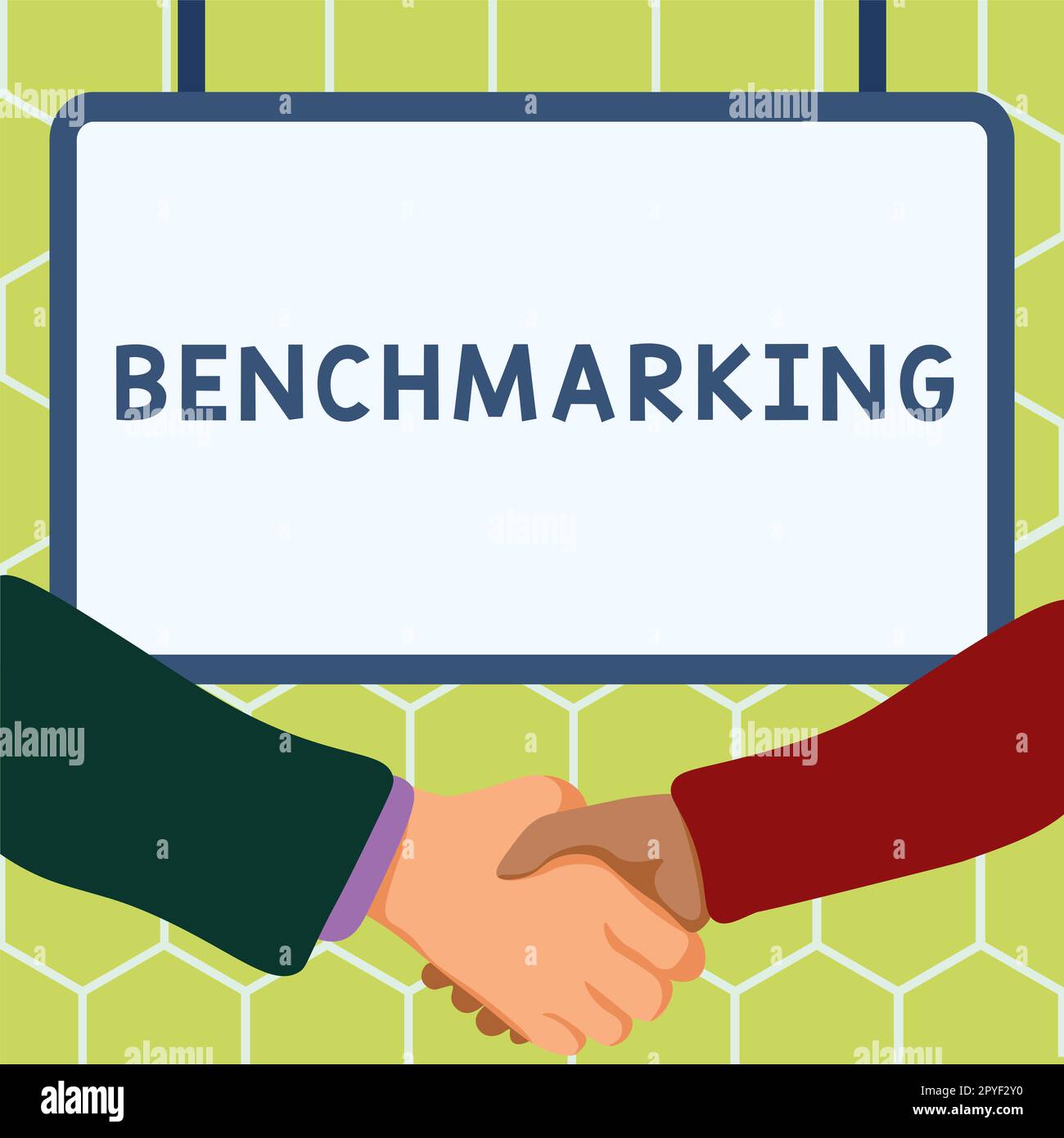 Hand writing sign Benchmarking. Business idea Evaluate something by ...