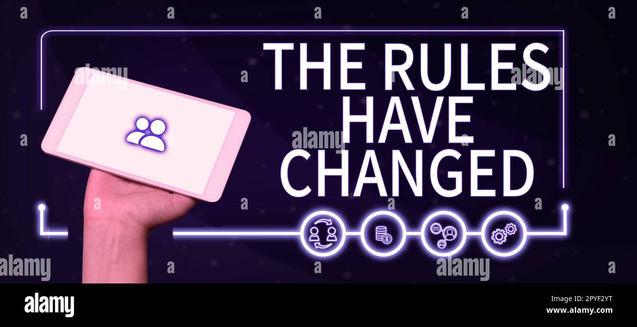 Sign displaying The Rules Have Changed. Word for the agreement or ...