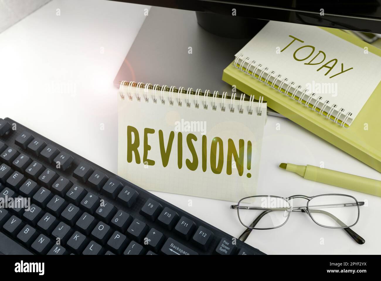 Writing displaying text Revision. Conceptual photo action of revising over someone like auditing ...